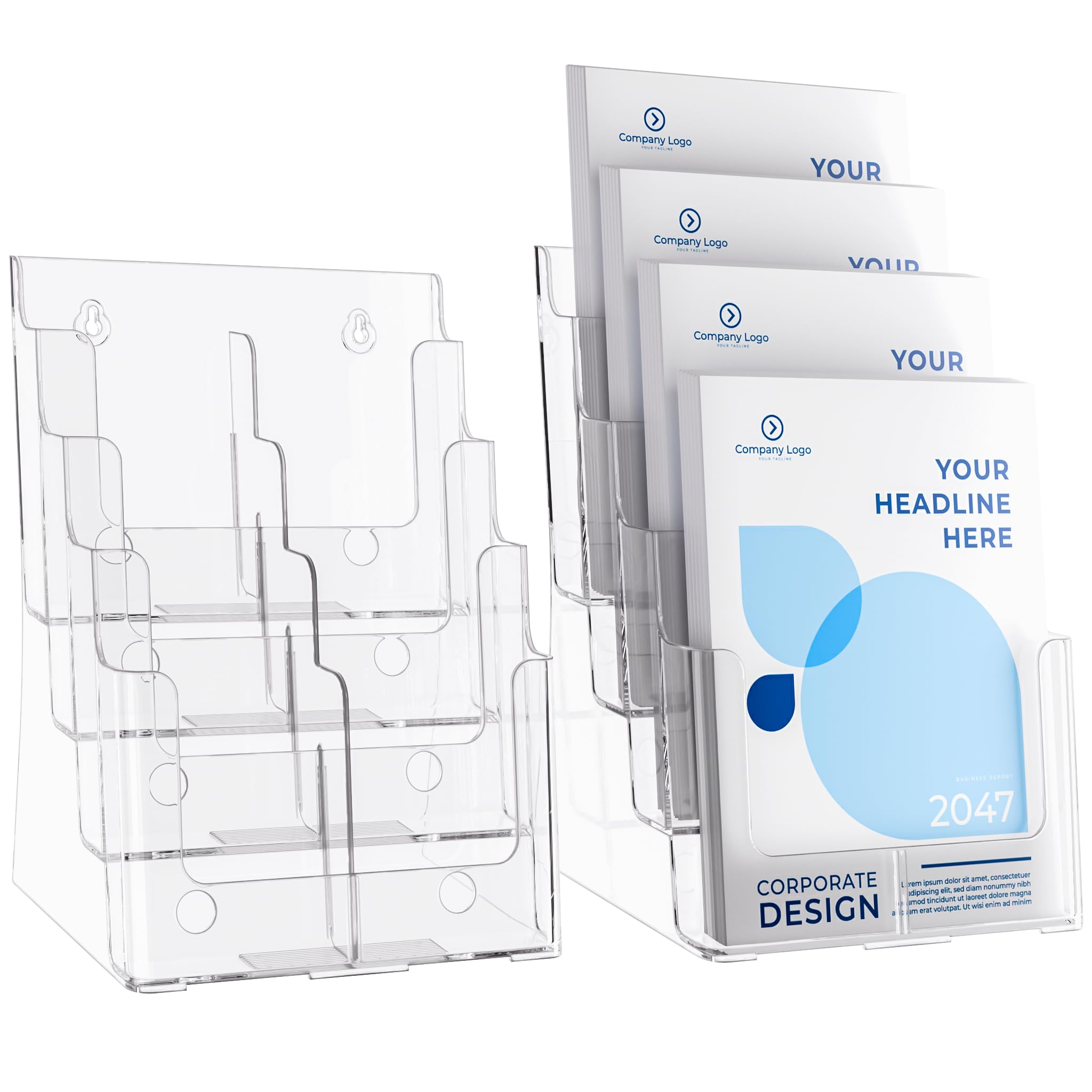 Hemsyc Brochure Holder 4 Tier 8.5 x 11 Brochure Display Stand with ...