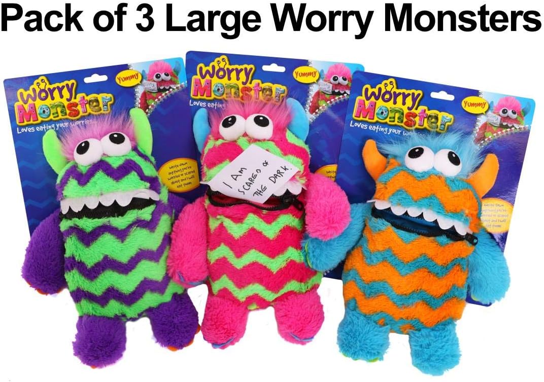I LOVE FANCY DRESS LTD PACK OF 3 WORRY MONSTER PLUSH SOFT TOYS 12" (30 ...