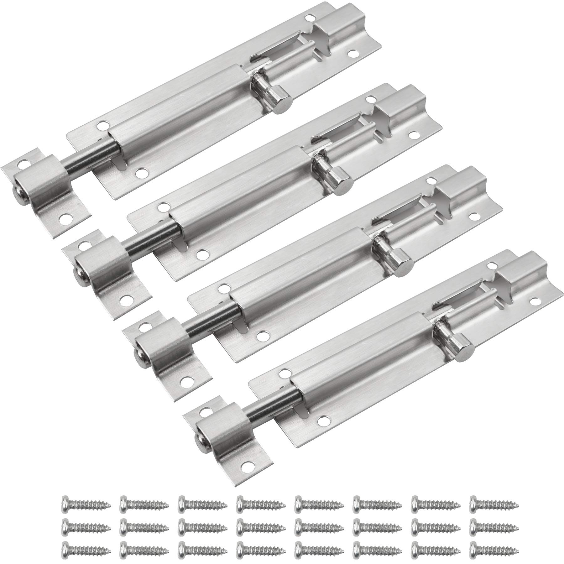 Buy YSDMY 4 Pack 100mm Security Slide Latch Lock Stainless Steel Barrel Bolt Latch Sliding Door ...