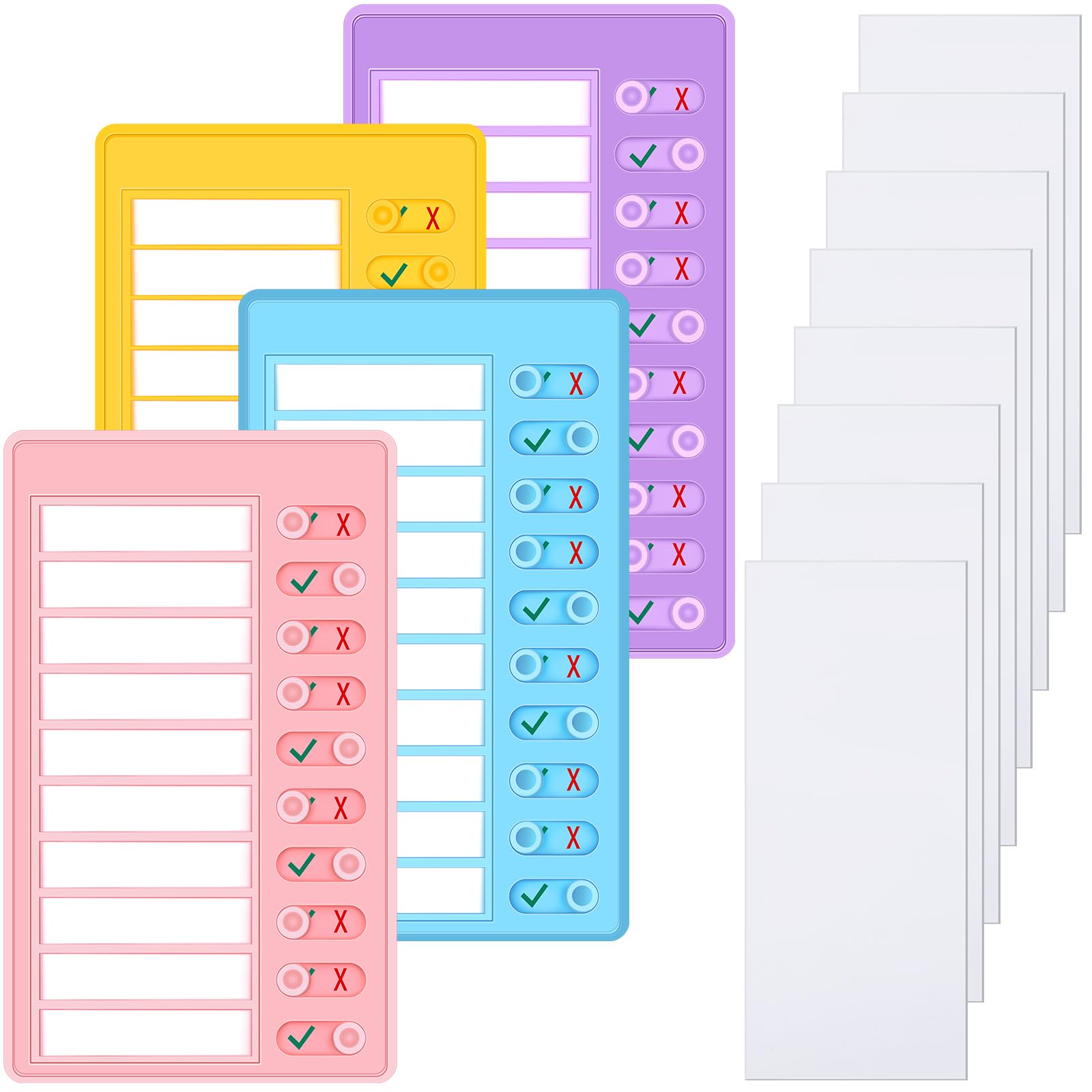 Queekay 4 Pcs Blank Chore Chart Kids Chore Chart, Plastic Checklist Board with 8 Detachable ...
