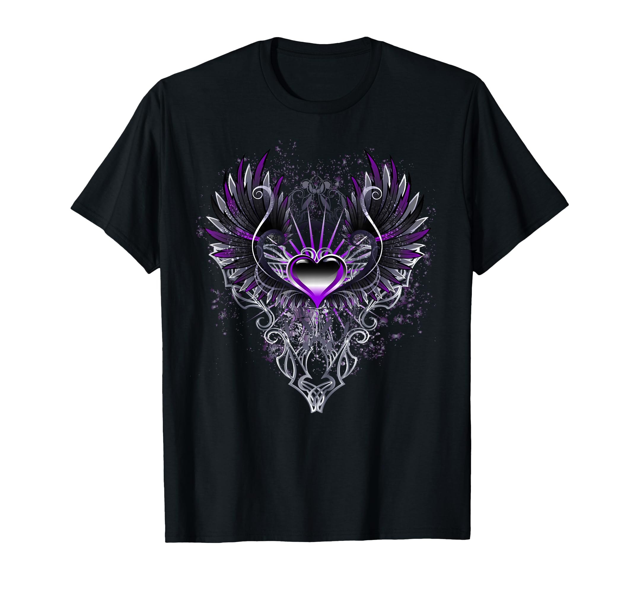 SIZE XL Fallen Angel Wings Dark Goth Clothing Heart of Asexual T-Shirt ...