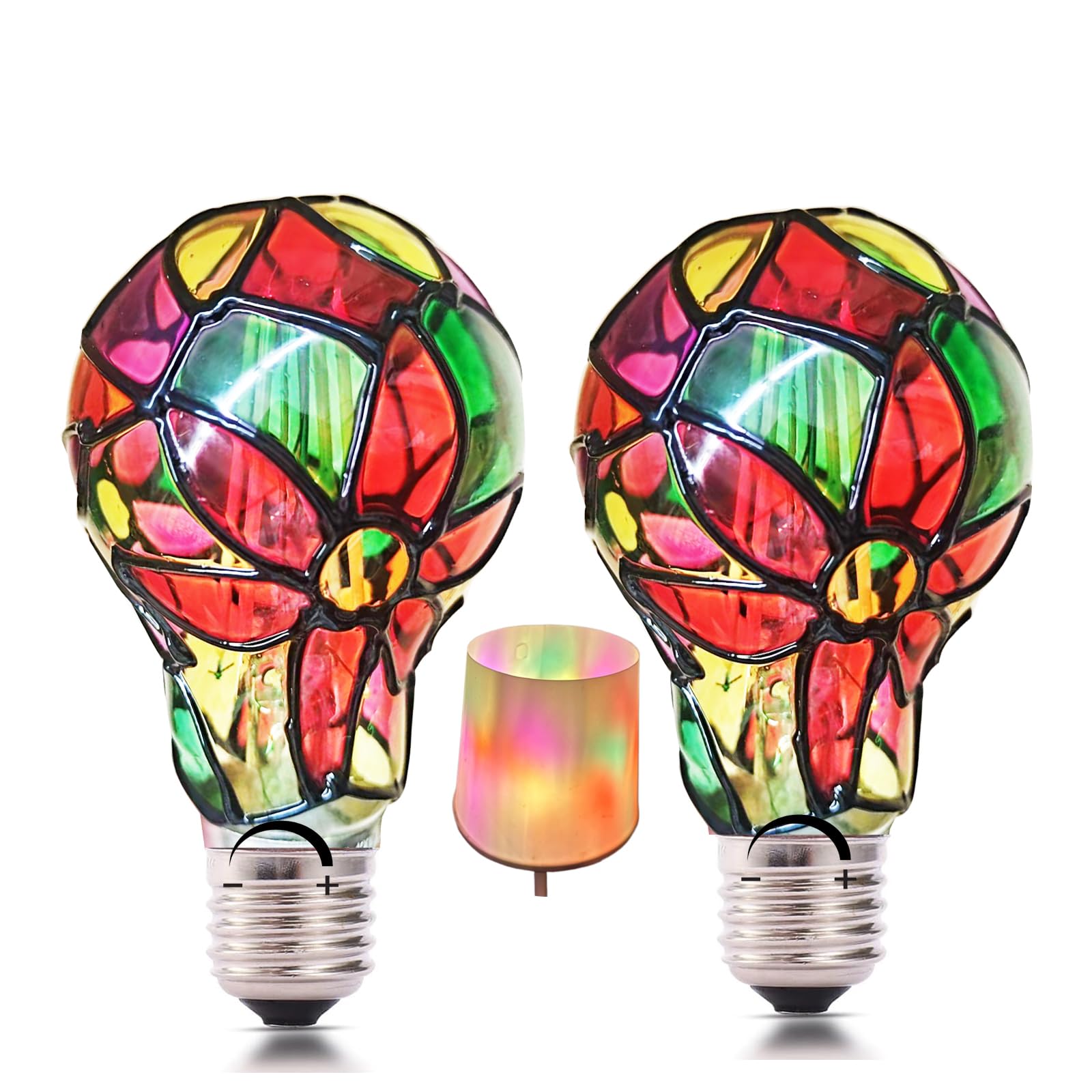 POXIN Dimmable Stained Glass LED Light Bulb,E26 Base Warm Light 2700K 5 ...