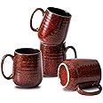 Amazon.com: Hasense Red Coffee Mugs Set of 4, 12 oz Coffee Cups Ceramic, Latte Mug with Large ...