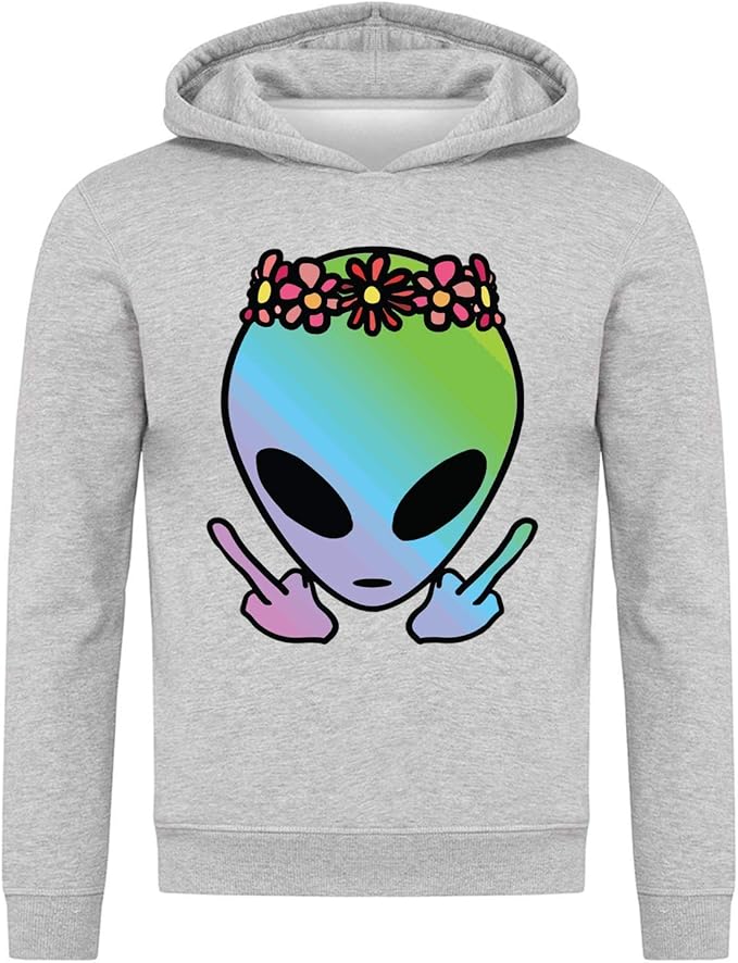 Psychedelic Trippy Alien Flipping Bird Funny Sudadera con Capucha ...