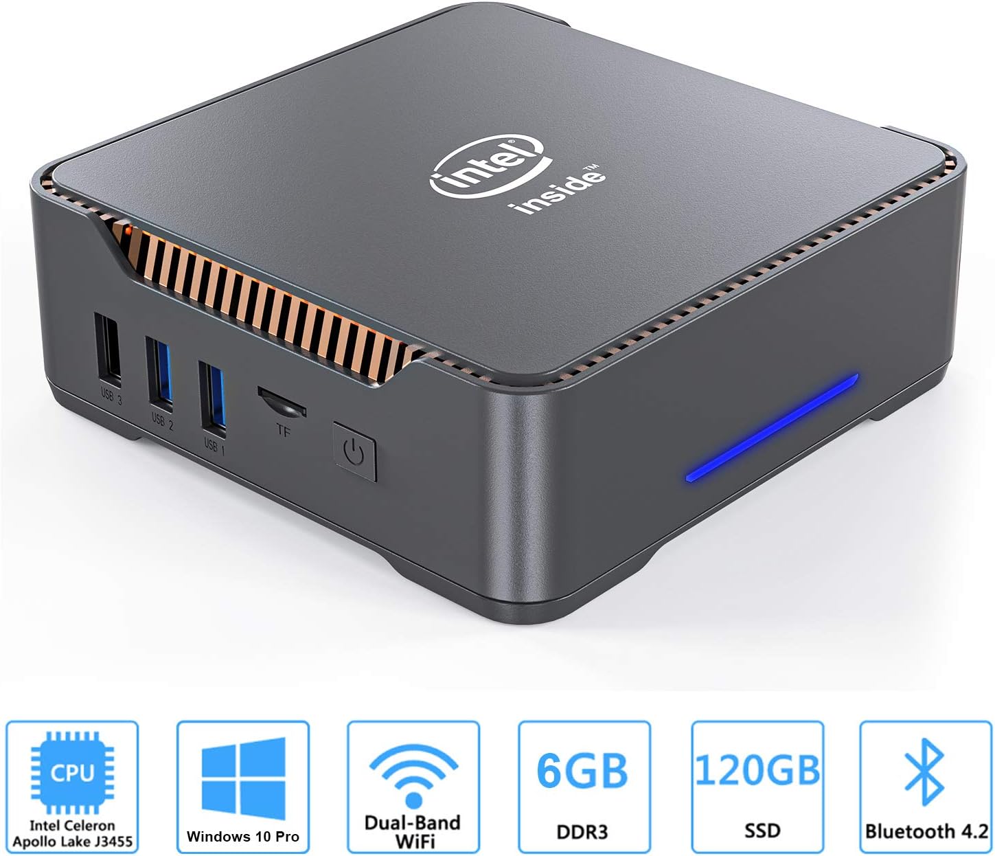Mini PC, Intel Celeron J3455 Processor(up to 2.3GHz) Windows 10 Pro(64 ...