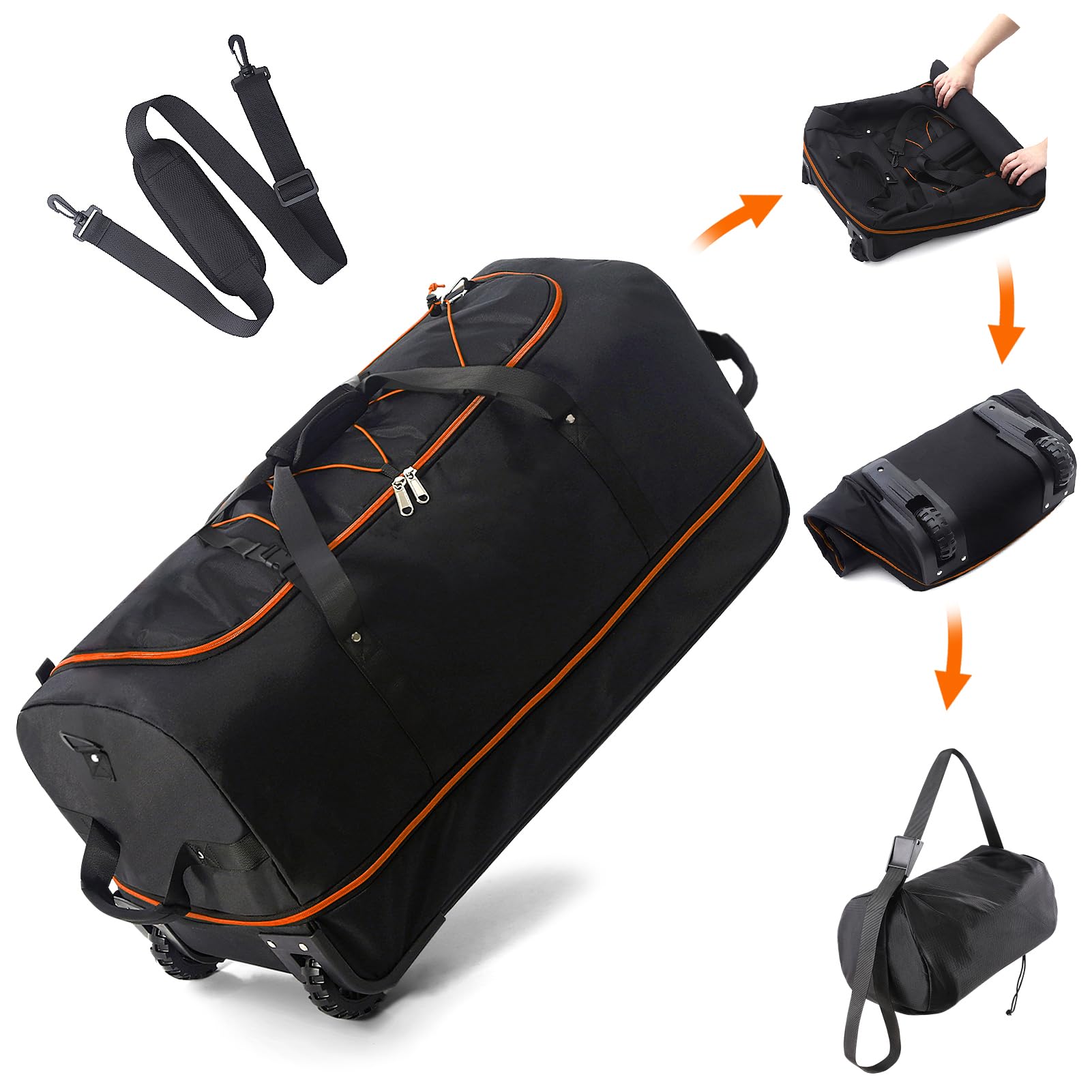 Romatime 32" 110L Expandable 140L Soft-Sided Rolling Duffle Bag ...