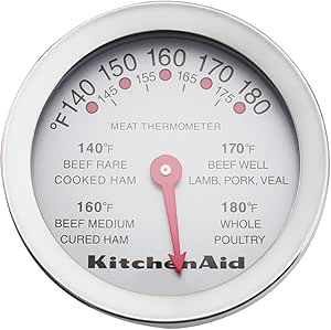 KitchenAid KO122OHSSA Gourmet Meat Thermometer 4-Inch Stainless Steel ...
