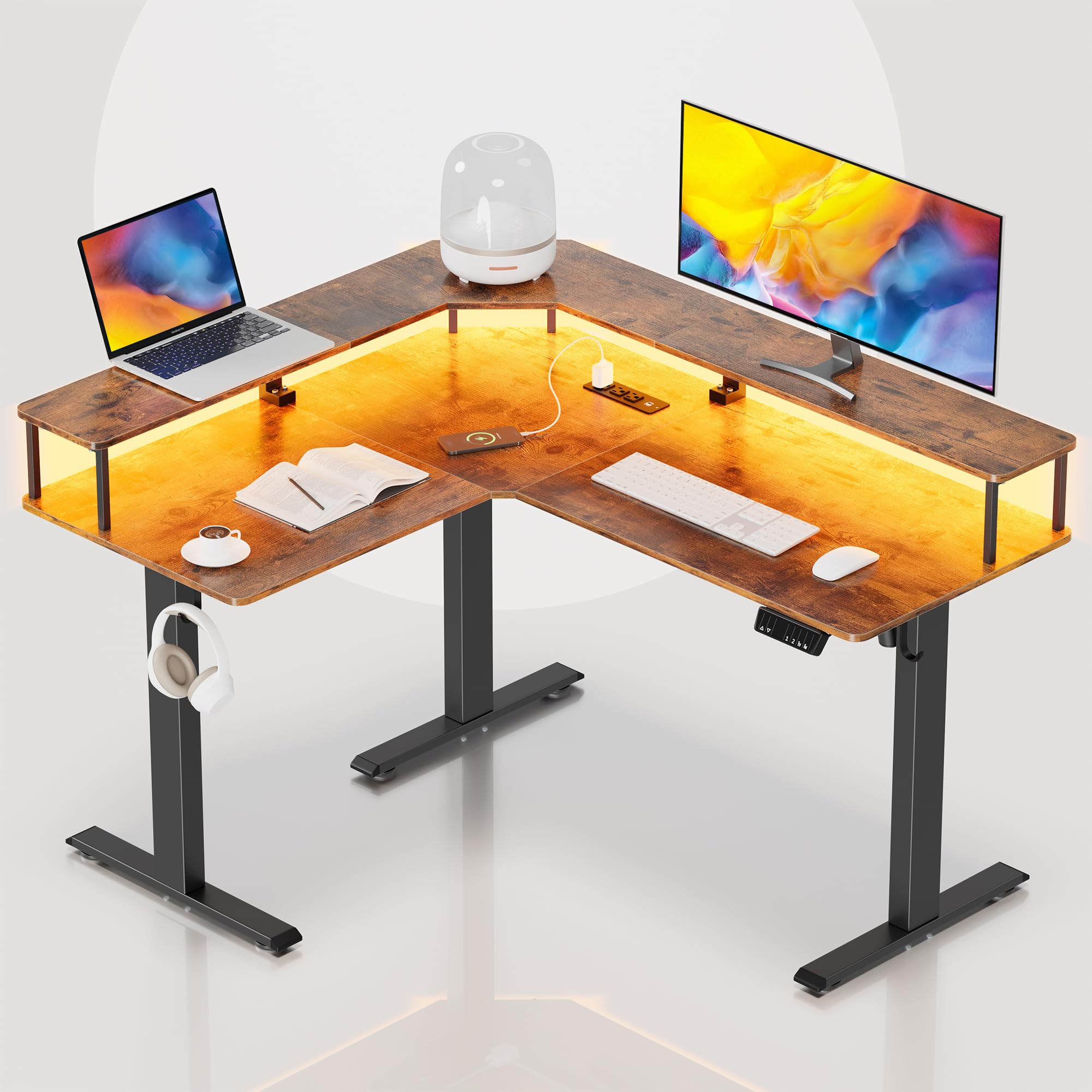 Mr IRONSTONE L Shaped Electric Standing Desk Height Adjustable Sit ...
