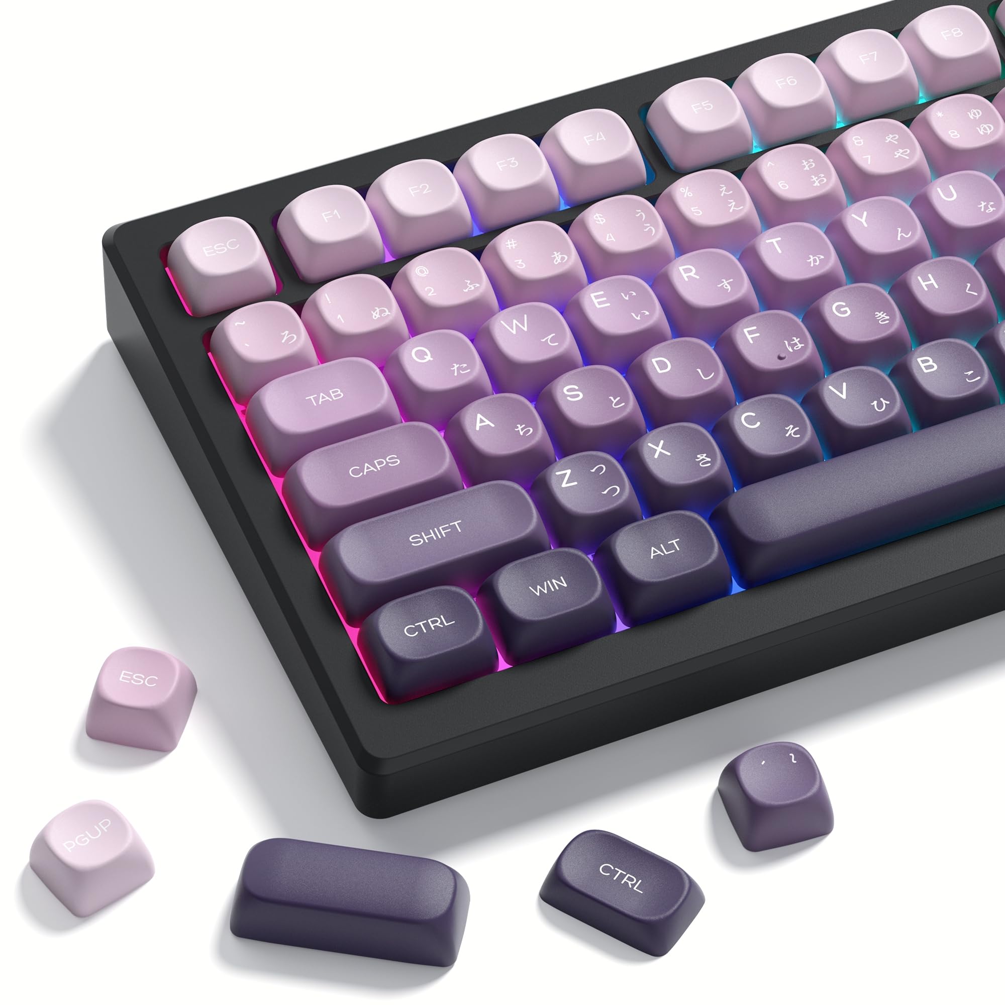 Womier MOA Keycaps Japanese, PBT Keycaps 60 75 100 Percent,Cute Dye ...