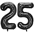 Amazon.com: Black 25 Balloon Number, GINZU 40 Inch | Foil Black 25 ...