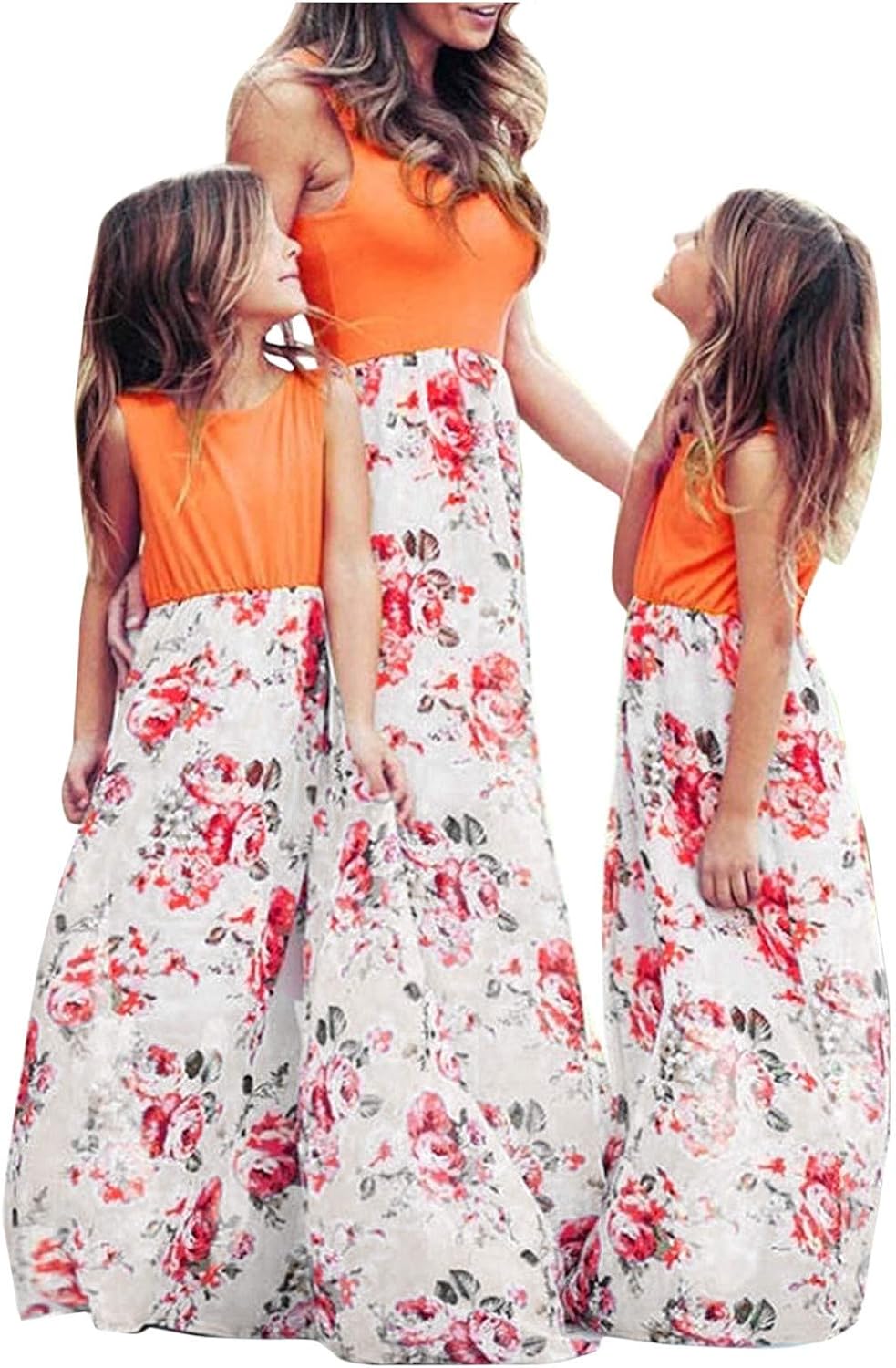 DeaAmyGline Mommy and Me Matching Maxi Dress Sleeveless Floral Family ...