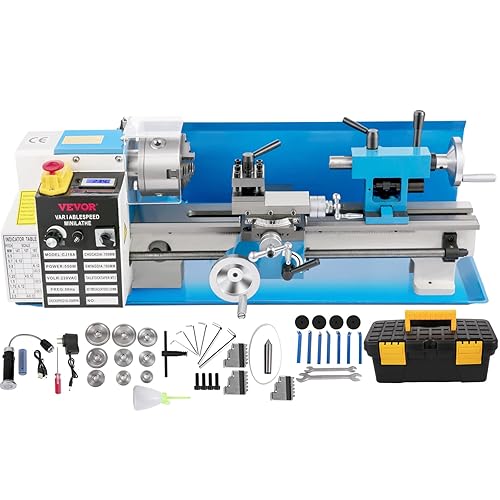 VEVOR Mini Metal Lathe, 7"x14", Benchtop Metal Lathe, 550W Variable ...