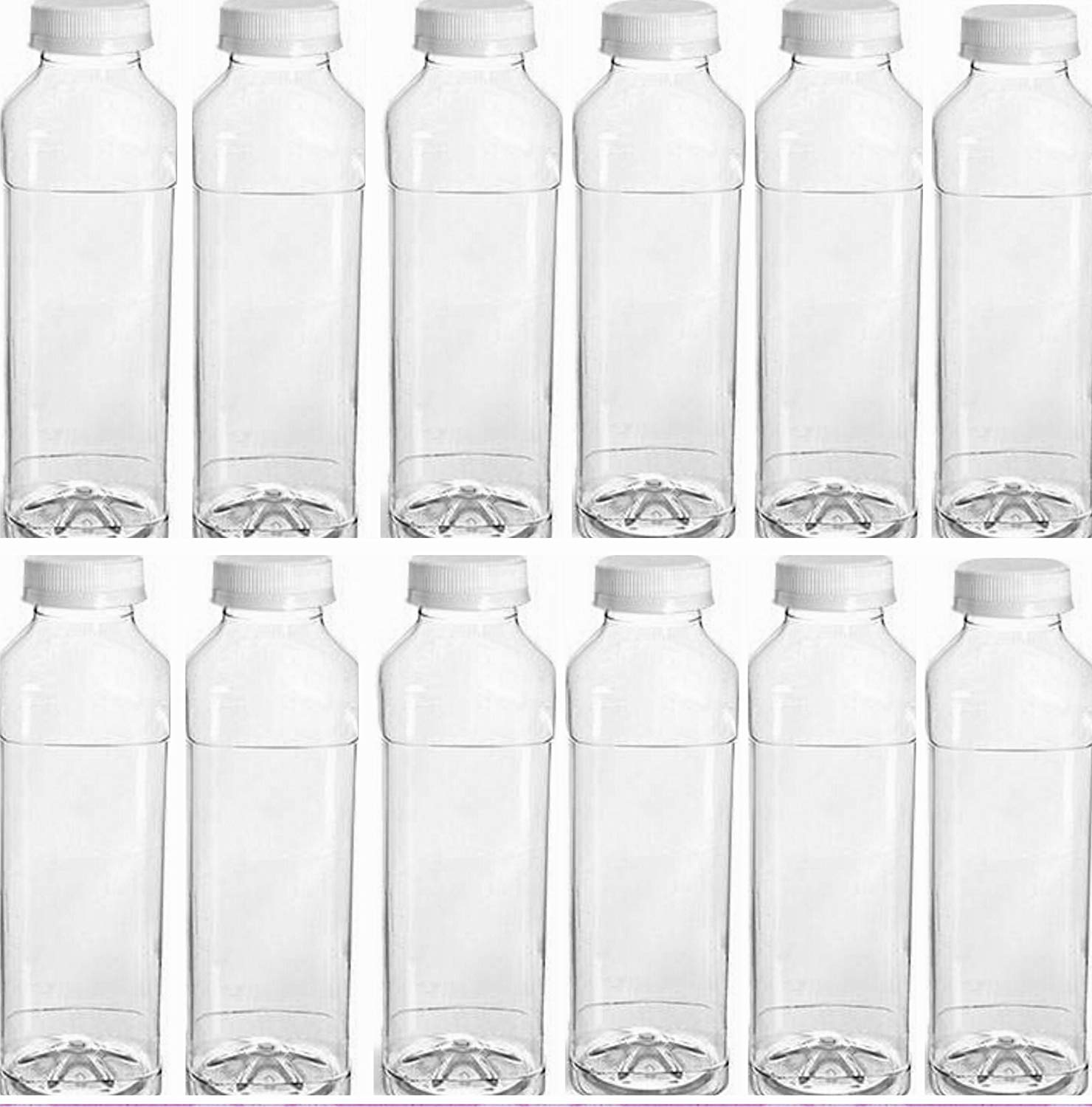 Buy 12pcs - Empty Clear Plastic Bottles - Square PET [350ml 12oz, 12 ...