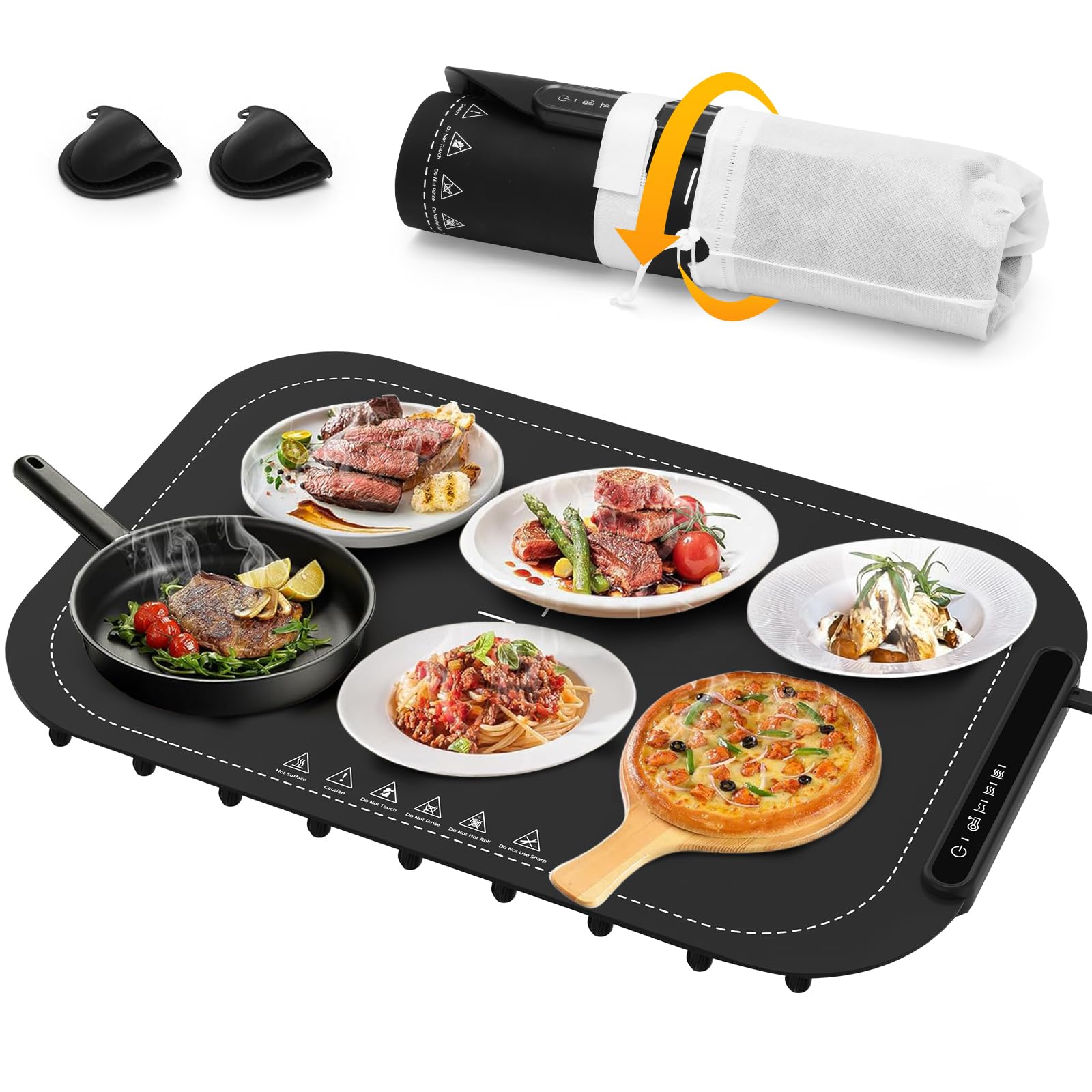Electric Warming Tray for Food, Full Surface Heating Food Warming Mat ...