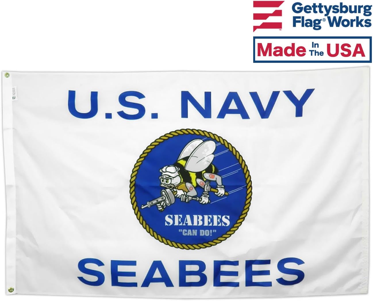 Amazon.com : Gettysburg Flag Works 3x5' Seabees Flag, All-Weather ...