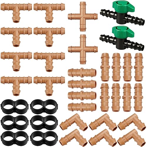 Drip Irrigation Fittings Kit for 1/2" Tubing, 36 Pieces 1/2 Inch Drip ...