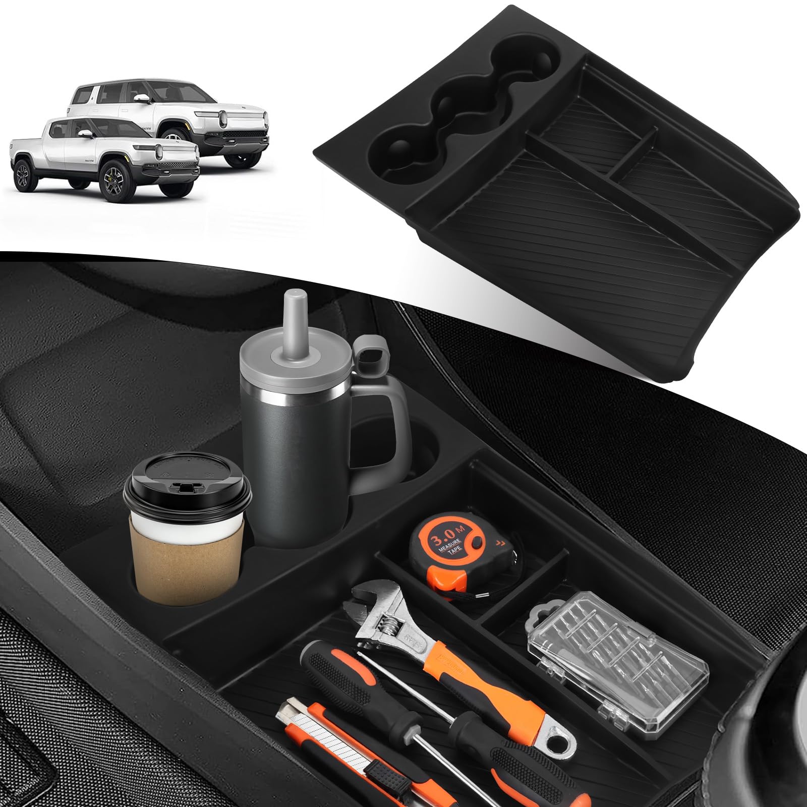 Hqlmzd Lower Center Console Organizer Tray with Drink Cup Holder ...