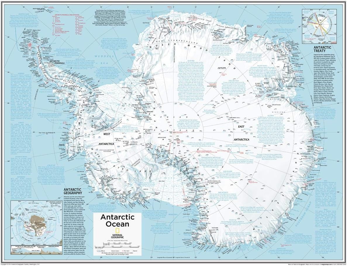 National Geographic: Antarctica Wall Map - 28 x 22 inches - Art Quality ...