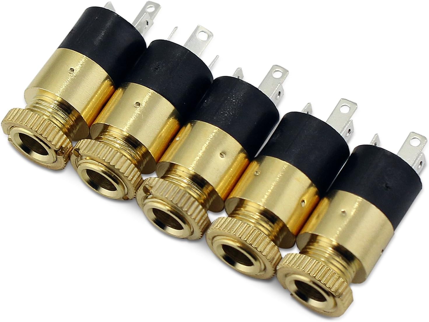 PsmGoods 3.5mm Stereo Jack Panel Mount Connector (Gold 5 Pack) - BigaMart