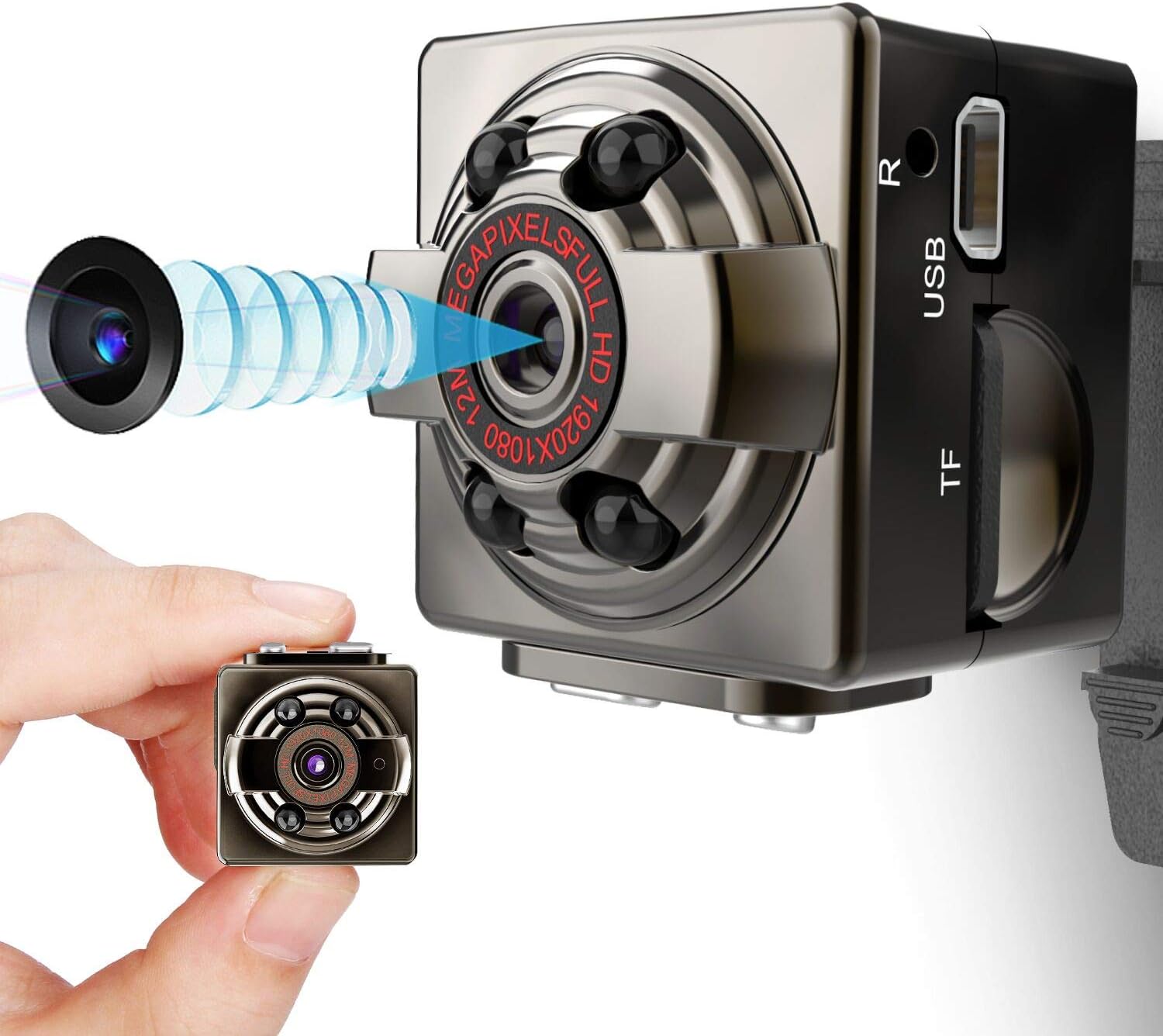 Mini Telecamera Spia,1080P Portatile Senza Fili Telecamera Nascosta con ...