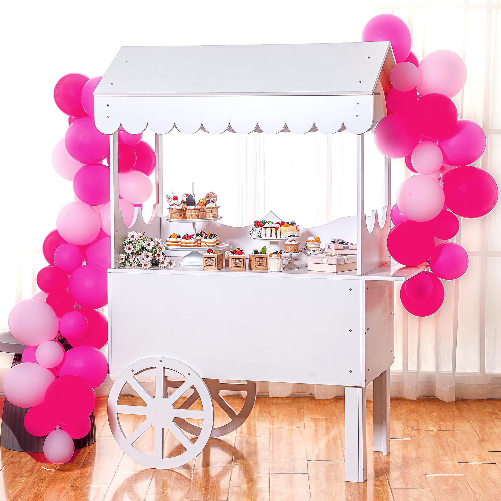Beeveer Wooden Candy Cart with Wheels 5.6 ft Tall Wood Candy Cart ...