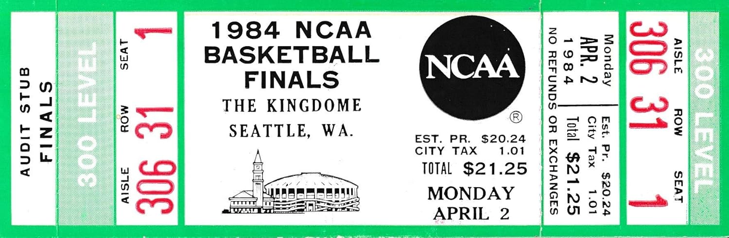 1984 College Basketball Finals Final Four Full Unused Ticket Georgetown ...