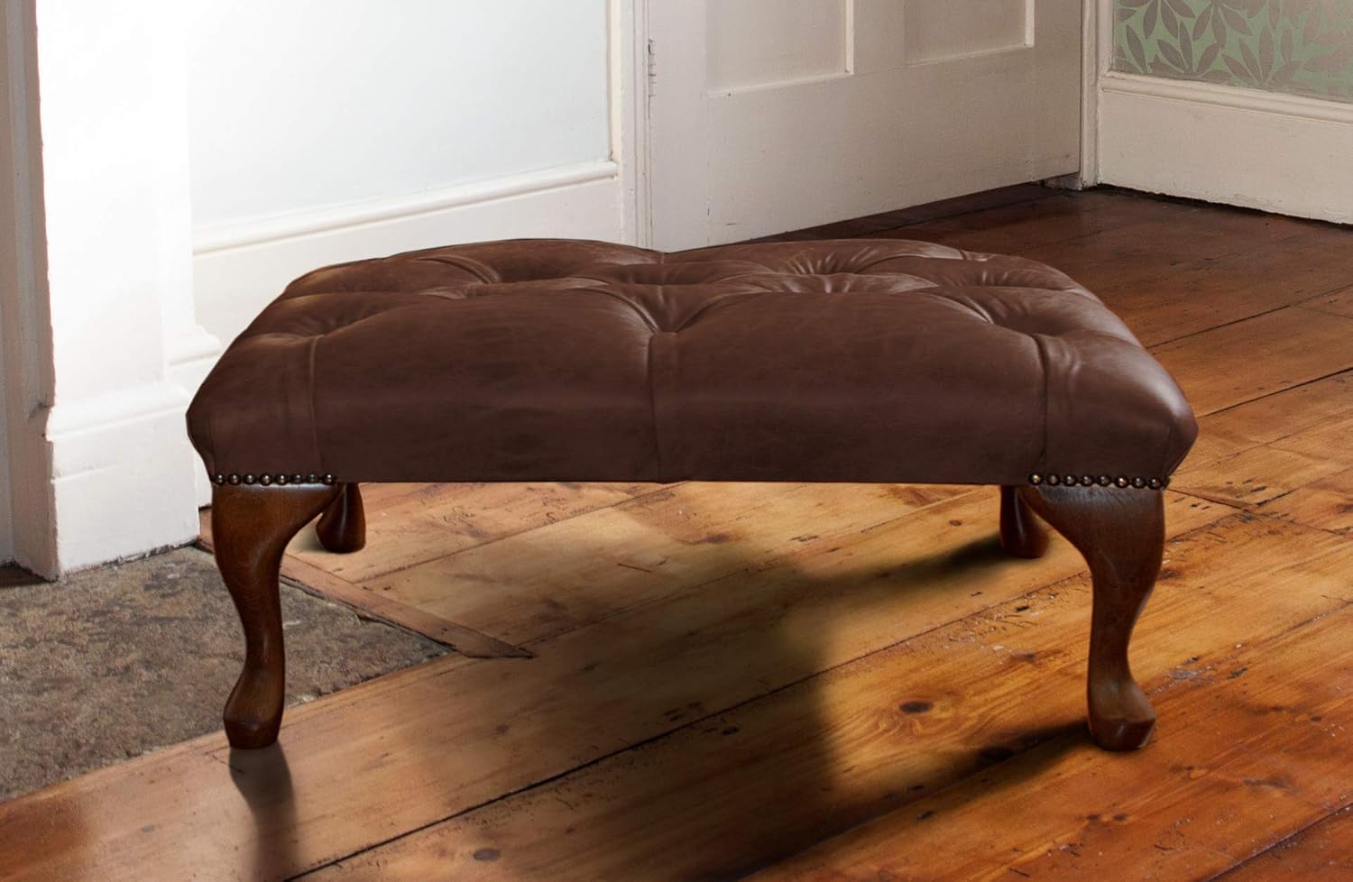 Chesterfield Foot Stool in Vintage Brown leather: Amazon.co.uk: Kitchen ...