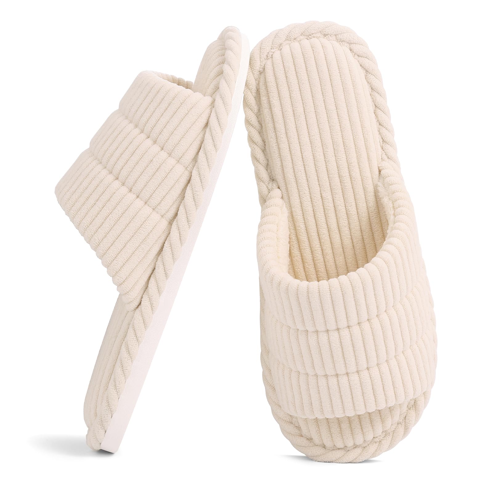 shevalues Summer House Slippers for Women Men Breathable Corduroy Indoor Slippers Slip-on Open ...