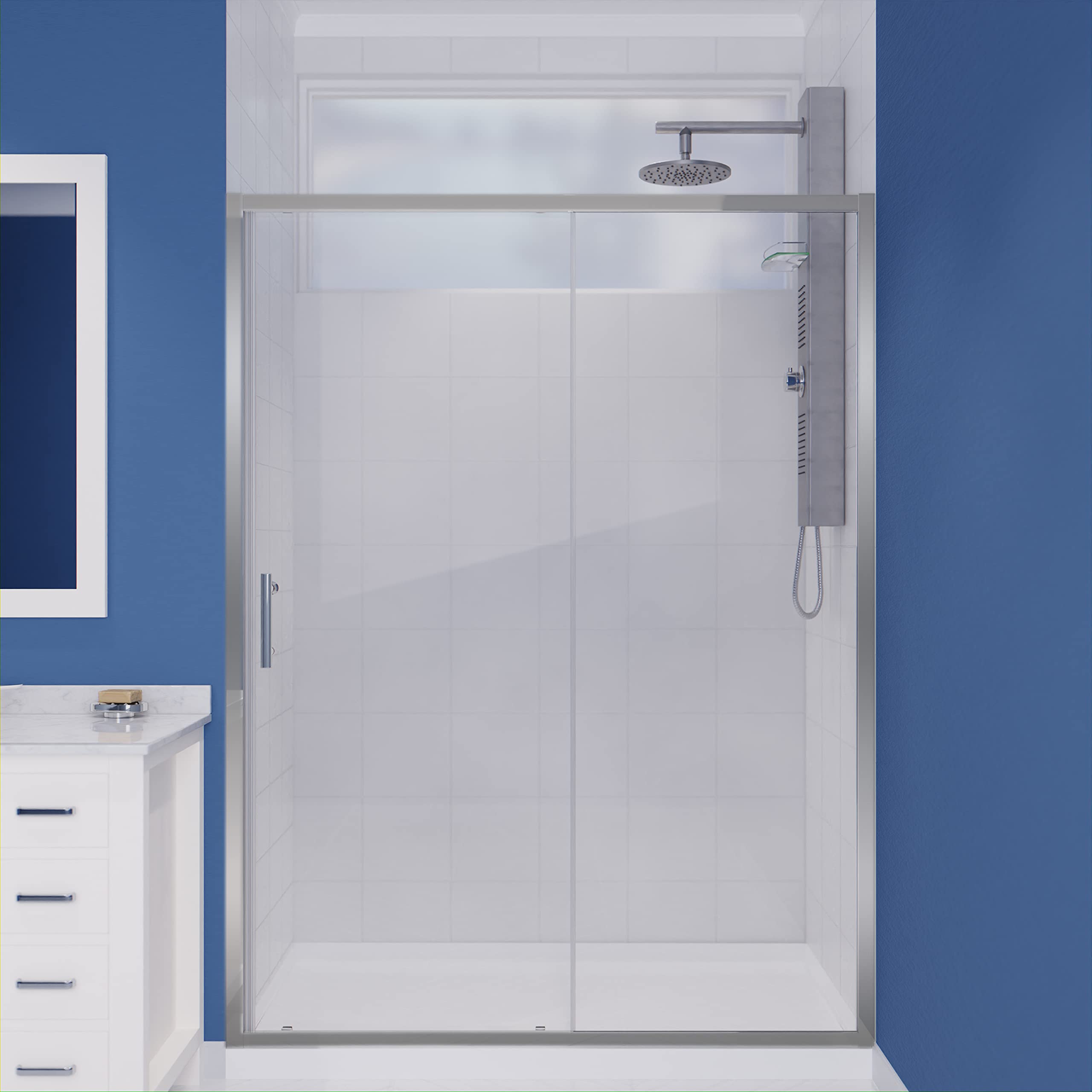 ANZZI 72 x 60 inch Framed Shower Door in Polished Chrome | Halberd ...