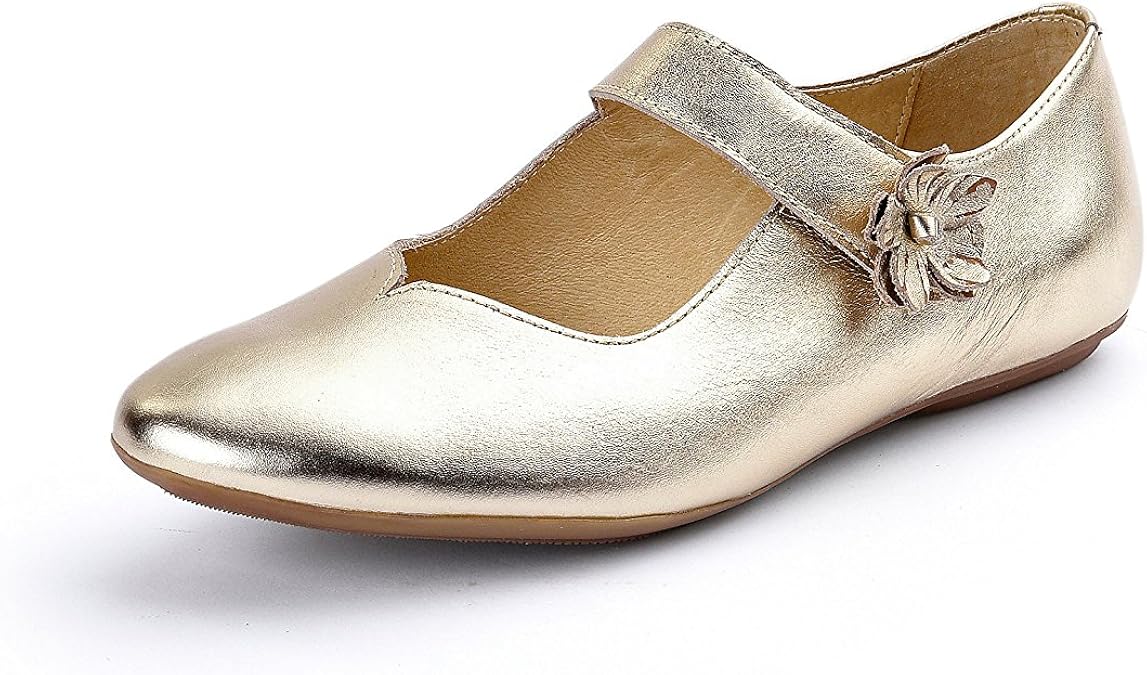 Peter Hahn Damen - Spangen-Ballerina aus Rindsnappaled, Gold, Damen ...