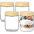 Amazon.com: DRKIO 16 Oz Overnight Oats Containers with Bamboo Lids - 4 Pack Glass Storage Jars ...
