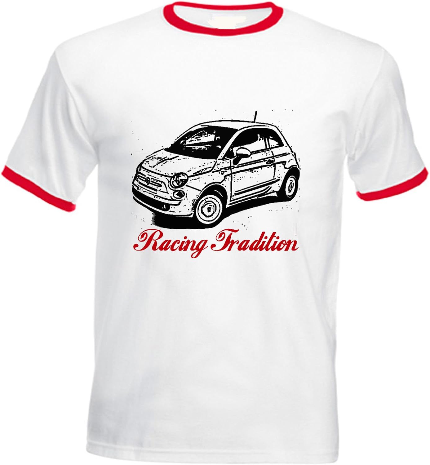 TEESANDENGINES Men's FIAT 500 2014 Racing Tradition P Red Ringer T ...
