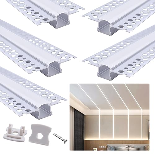 Muzata 5Pack 3.3FT/1M Plaster in LED Channel Trimless Recessed LED ...
