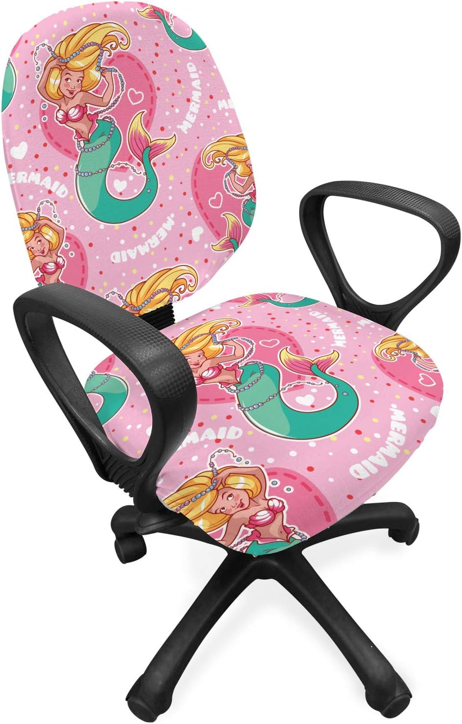 Amazon.com: Lunarable Mermaid Office Chair Slipcover, Pink Hearts and ...