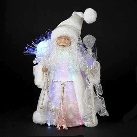 12" Lighted Fiber Optic Old World Santa Claus Christmas Tree Topper ...