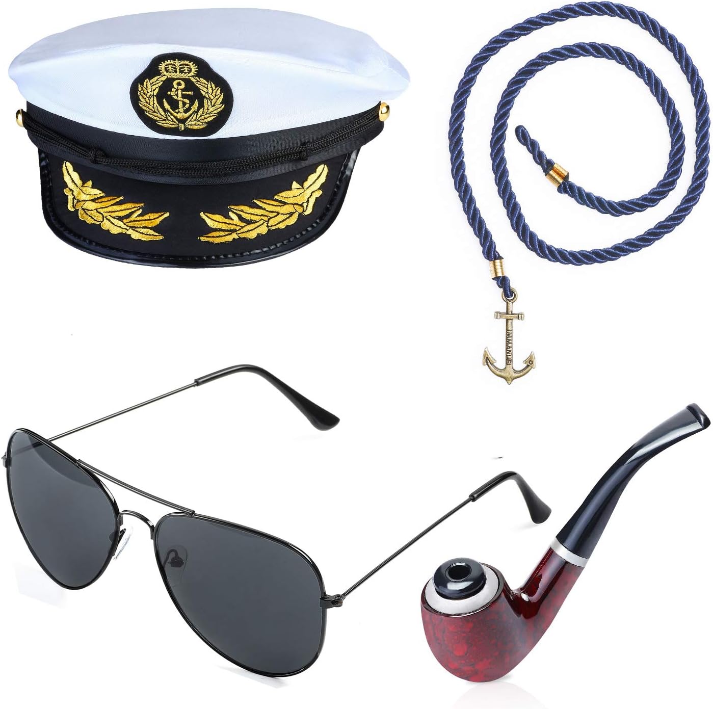 Beelittle Yacht Captain Hat Costume Accessories Set Adjustable Boat ...