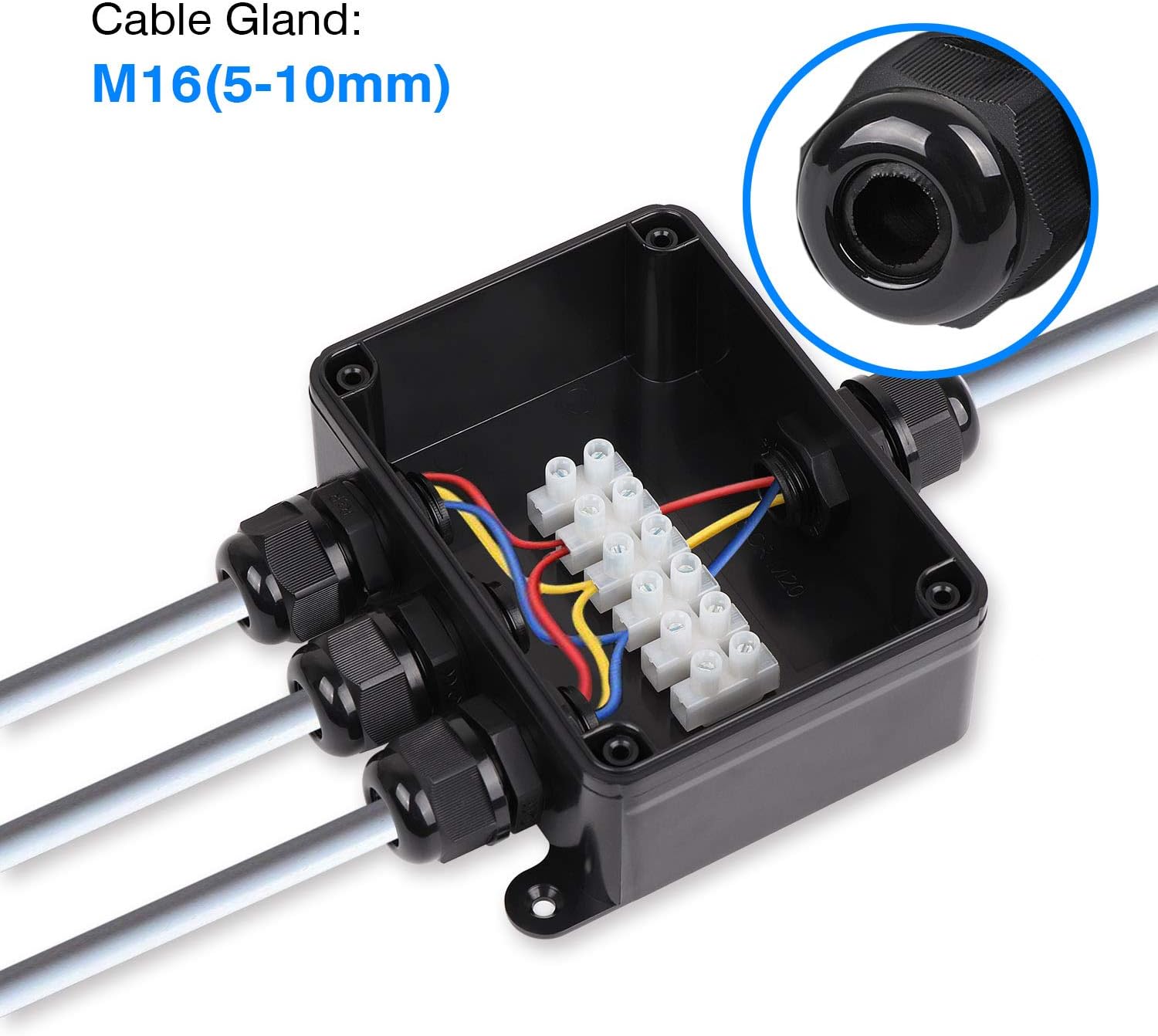 Chefic Junction Box, IP66 Waterproof Cable Connector Large 4-Way Outdoor Junction Box ...
