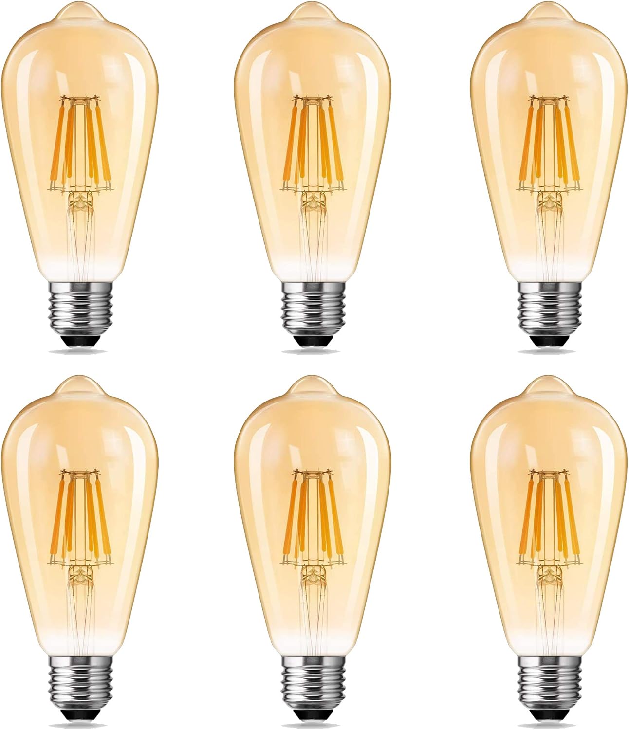 ST64 E27 Screw Vintage LED Edison Bulb，6W (60W Equivalent) Filament ...