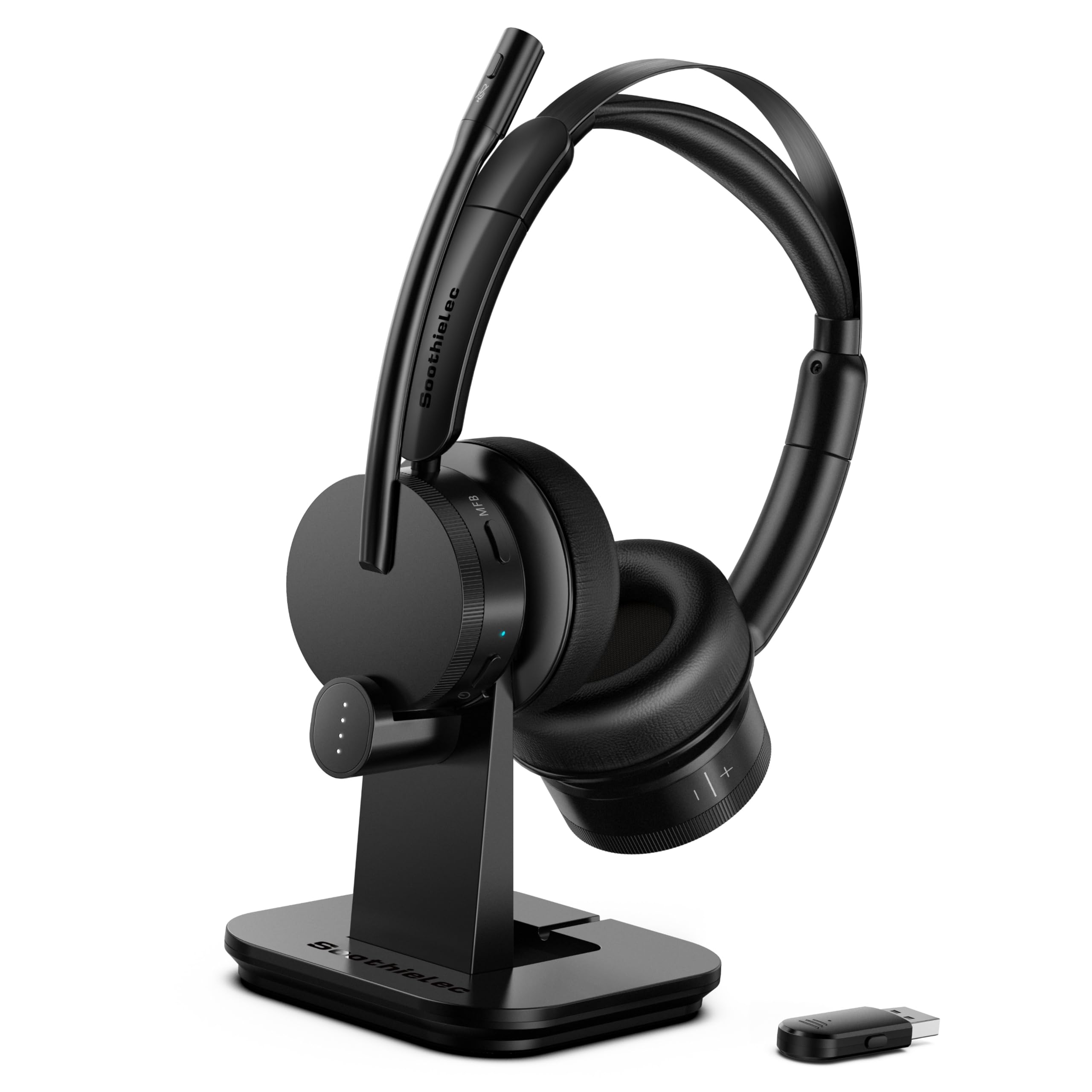 Wireless Headset, V5.2 Bluetooth Headset with Noise Canceling Microphone, Computer Headset with ...