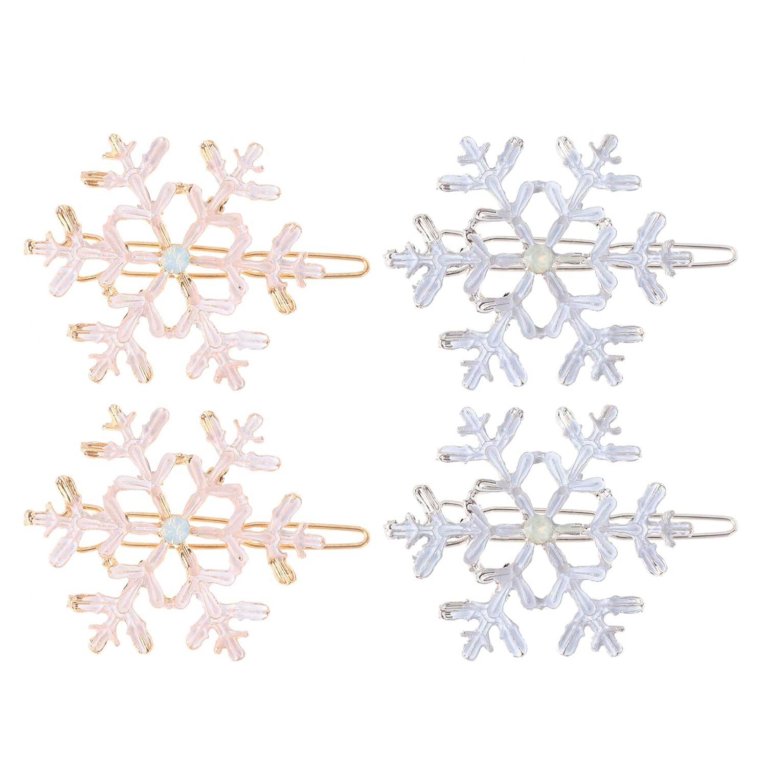 Amazon.com : Beaupretty 4PCS Snowflake Hair Clips, Alloy Shiny Hair ...
