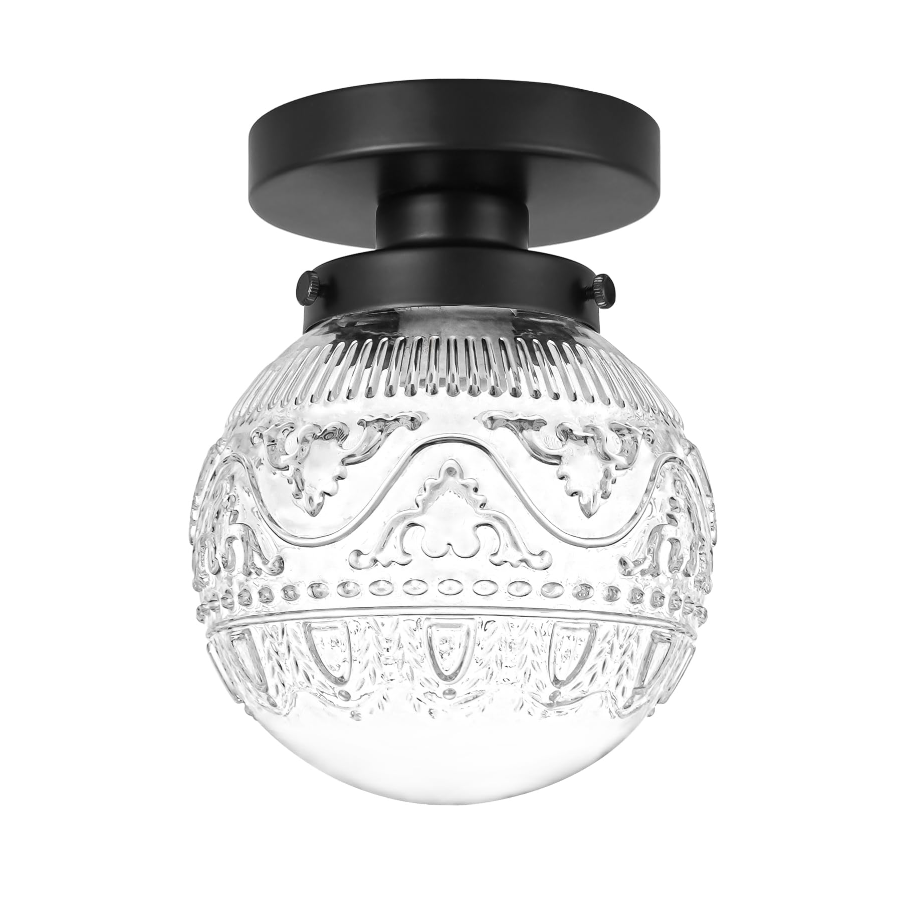 Daunton Semi Flush Mount Ceiling Light Fixtures, Vintage Globe Glass ...