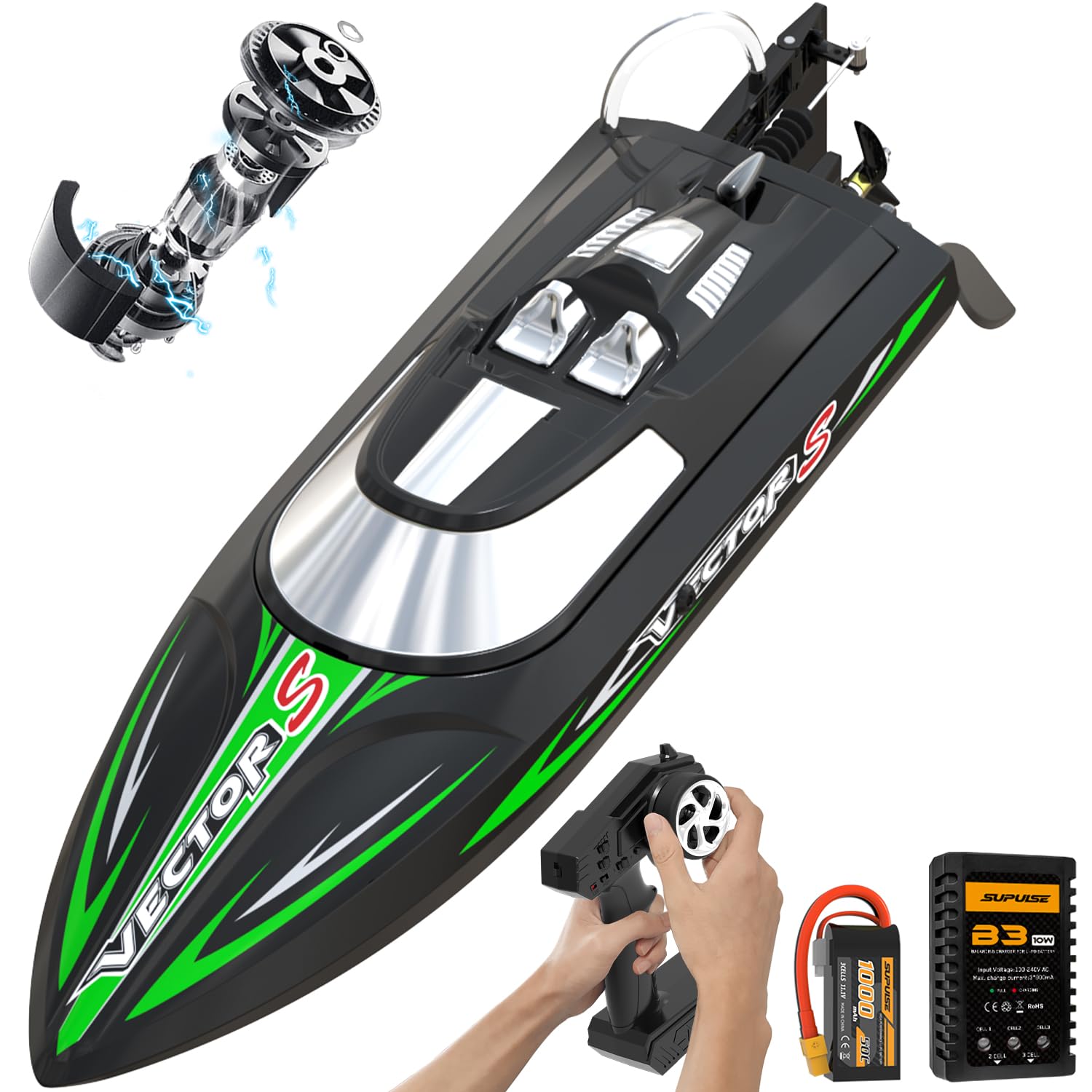 VOLANTEXRC Brushless RC Boats for Adults, 30+MPH Fast Remote Control ...