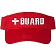 Red + Guard Visor Hat | Professional White Cross Lifeguard Visor Sun ...
