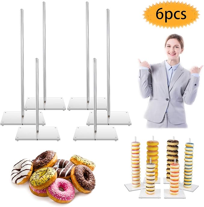 Donut Stands, bluesees 6 Pieces Clear Acrylic Donut Holder Display ...