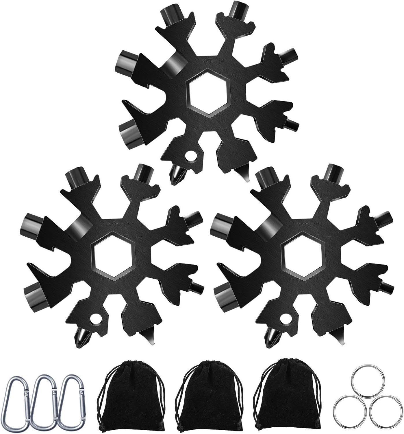 Snowflake Multi Tool, 3 Pcs 18 in 1 Snowflake Tool Stainless Steel ...
