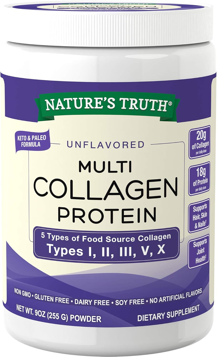 Amazon.com: Nature's Truth Multi Collagen Powder | 9 oz | Type I, II, III, V, X | Hydrolyzed ...