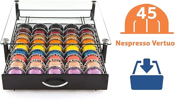 Peak Coffee Capsule Storage Drawer Tray for 45 Nespresso Vertuo ...