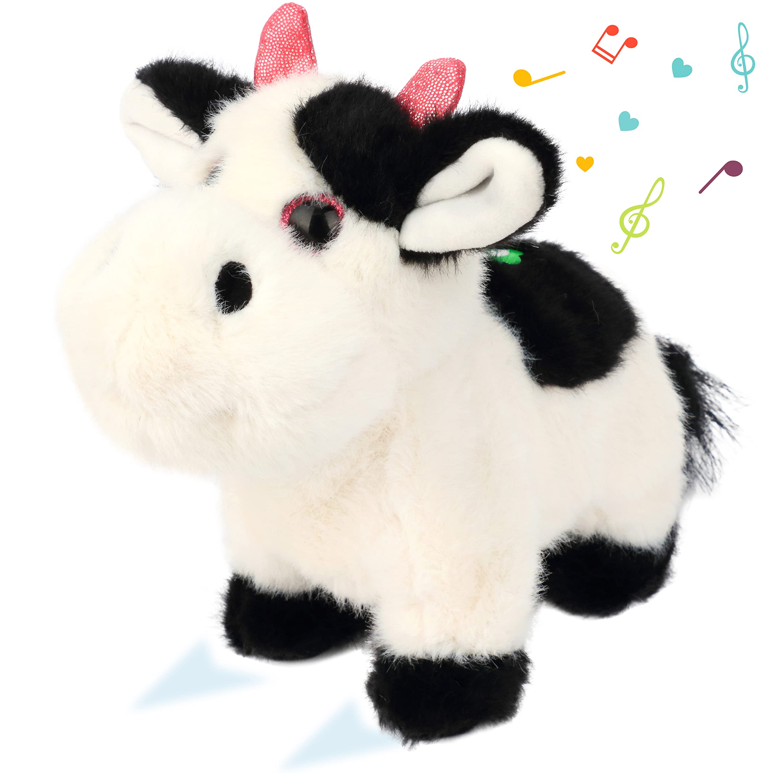 Cuteoy Walking Black Cow Stuffed Animal Speaking Moo Plush Cattle ...