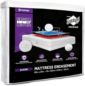 Amazon.com: Queen Size Mattress Encasement Bed Bug Proof, Cover 9-12 ...