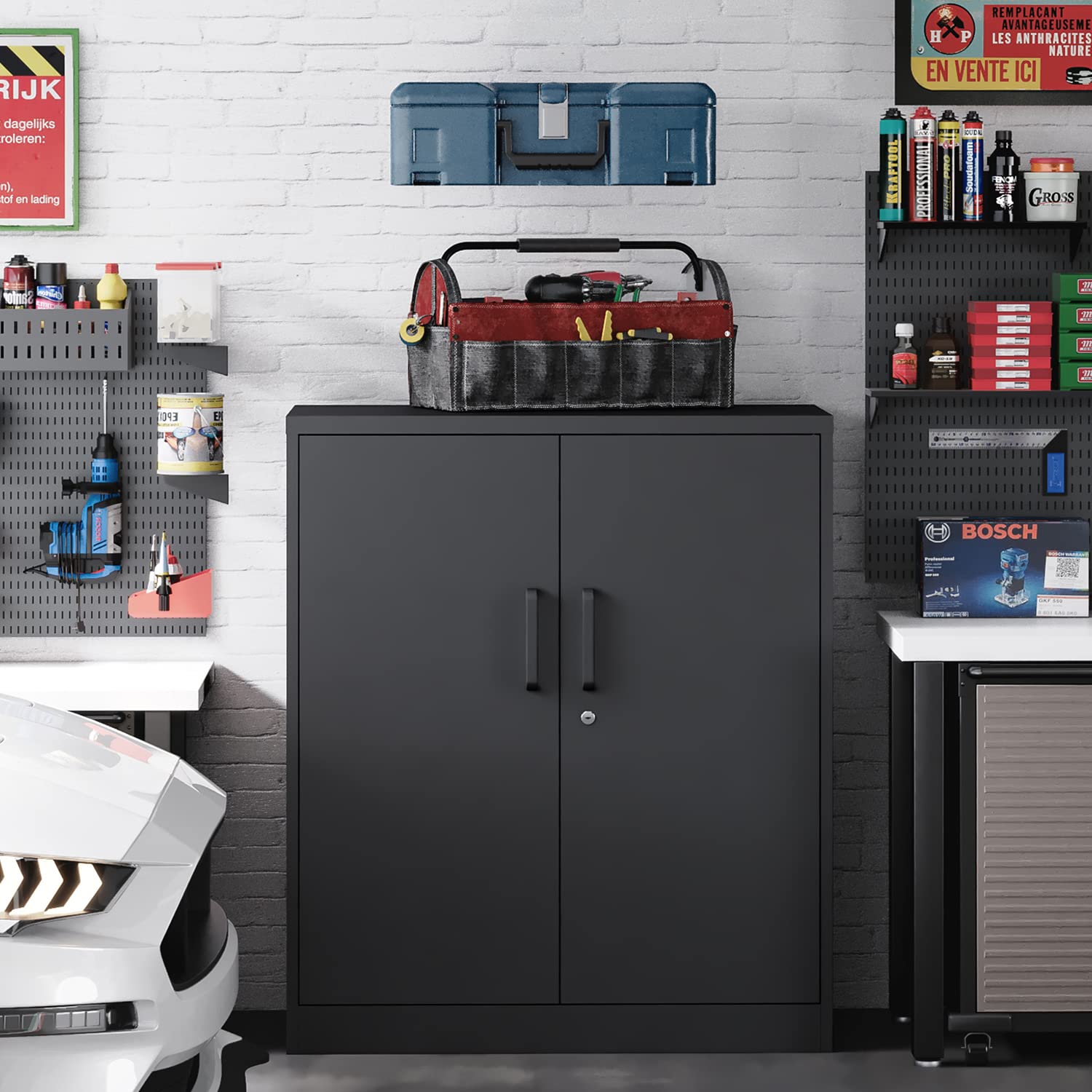 Mua Yizosh Metal Garage Storage Cabinet with 2 Doors and 2 Adjustable ...